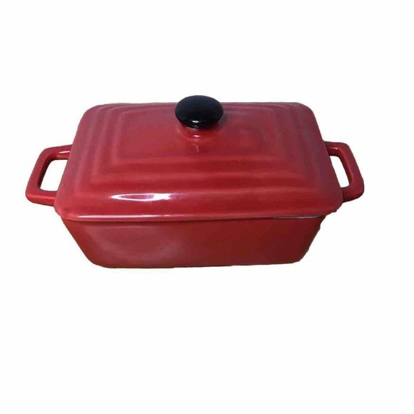 Kitchen | Miniature Red Stoneware Casserole Dish Microwavedishwasher ...